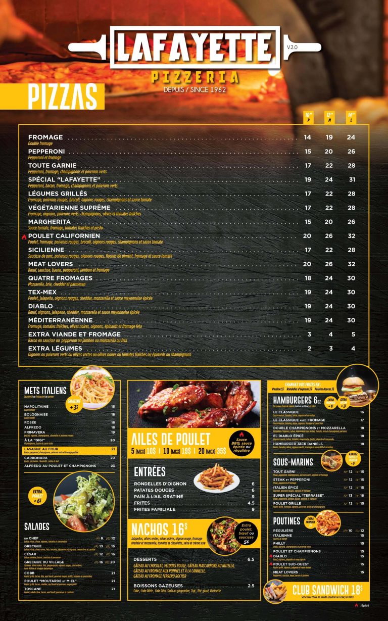 Accueil - Lafayette Pizzeria -112 Rue Bernard O, Montréal, QC H2T 2K1